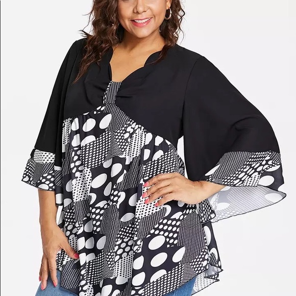Tops | Plus Size Polka Dots Fashion Blouse Top 222w | Poshmark